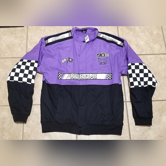 Sanrio | Jackets & Coats | Sanrio Kuromi Purple Checkered Racing Jacket ...
